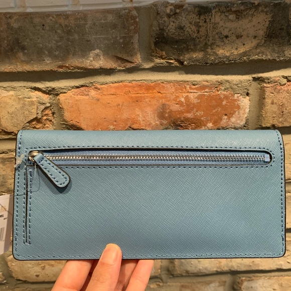 Michael Kors | Bags | Firm Price Michael Kors Flat Wallet Sky Blue ...